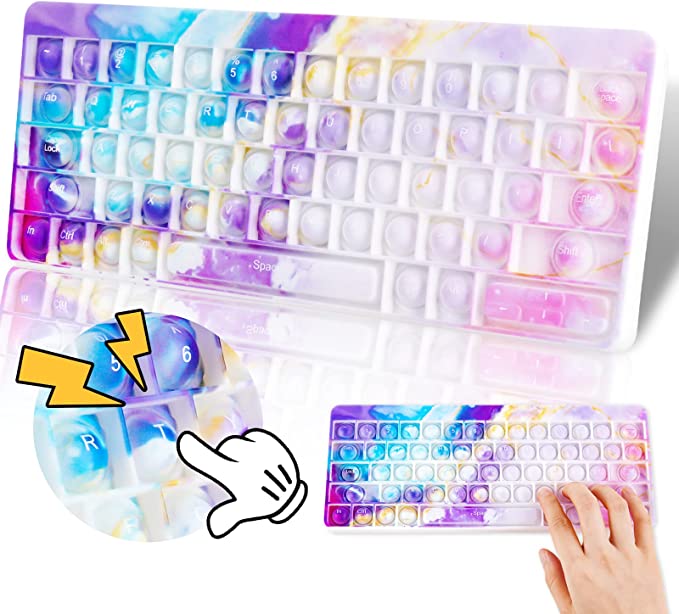 Keyboard Bubble Fidget Sensory Toy Big Size Galaxy Color Push Pop Fidg ...